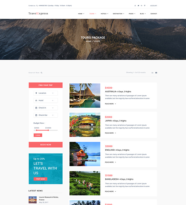 TravelExpress - Tour, Travel & Travel Agency Template